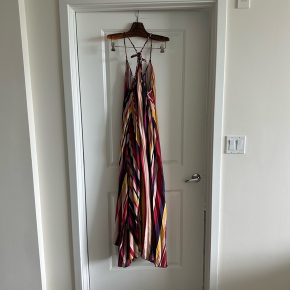 FARM Rio | Dresses | Farm Rio Multicolor Diagonal Stripes Pleated ...